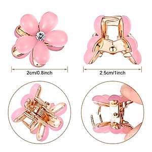 Paderison 10Pcs Flower Hair Clips for Girls Small Hair Claw Clips Mini Flower Hair Clips with Crystal Cute Metal Claw Clips Sparkling Hair Barrettes Nonslip Side Clip Hair Accessories for Women