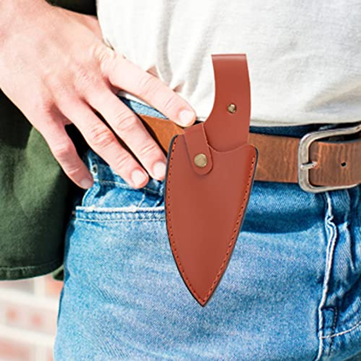 AMIJOUX Fixed Blade Knife Holster, Handwork Leather Knife Sheath, Belt Loop Case Holder Bag Tooled Leather Knife Pouch Hunting Knives Sleeve Universal Knife Edge Guard