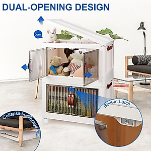 Gzdisbek Storage Bins with Lids, 3 Pack Multifunctional Collapsible Storage Containers with Wheels, 8.4Gal Clear Plastic Clothes Closet Organizer for Home and Office (White)