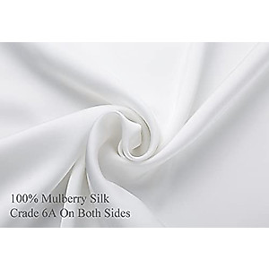 YOWMINGSILK 100% Natural Mulberry Silk Pillowcase Set of 2 for Hair and Skin with Hidden Zipper,19 Momme,600 Thread, Soft Breathable Smooth Both Sided Silk Pillow Cover(White,Standard20x27)