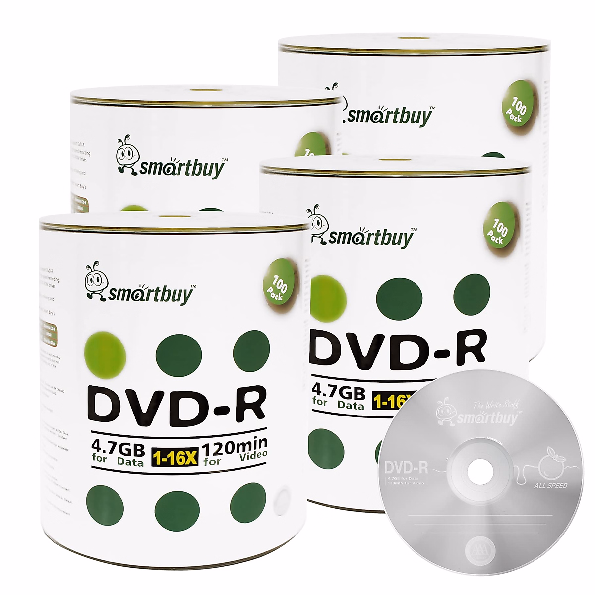 Smartbuy 400-disc 4.7gb/120min 16x DVD-R Logo Top Blank Data Recordable Media Disc