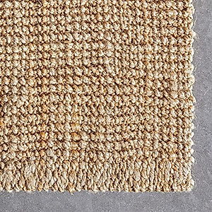 Well Woven Lani Boucle Hand-Woven Jute Farmhouse Solid Pattern Natural Chuncky-Textured 8' x 10' Area Rug