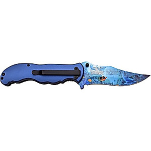 Masters Collection MC-A013BL MC-A013BL Spring Assist Folding Knife with Undersea Printed Blade Mermaid Handle, Copper, 5"