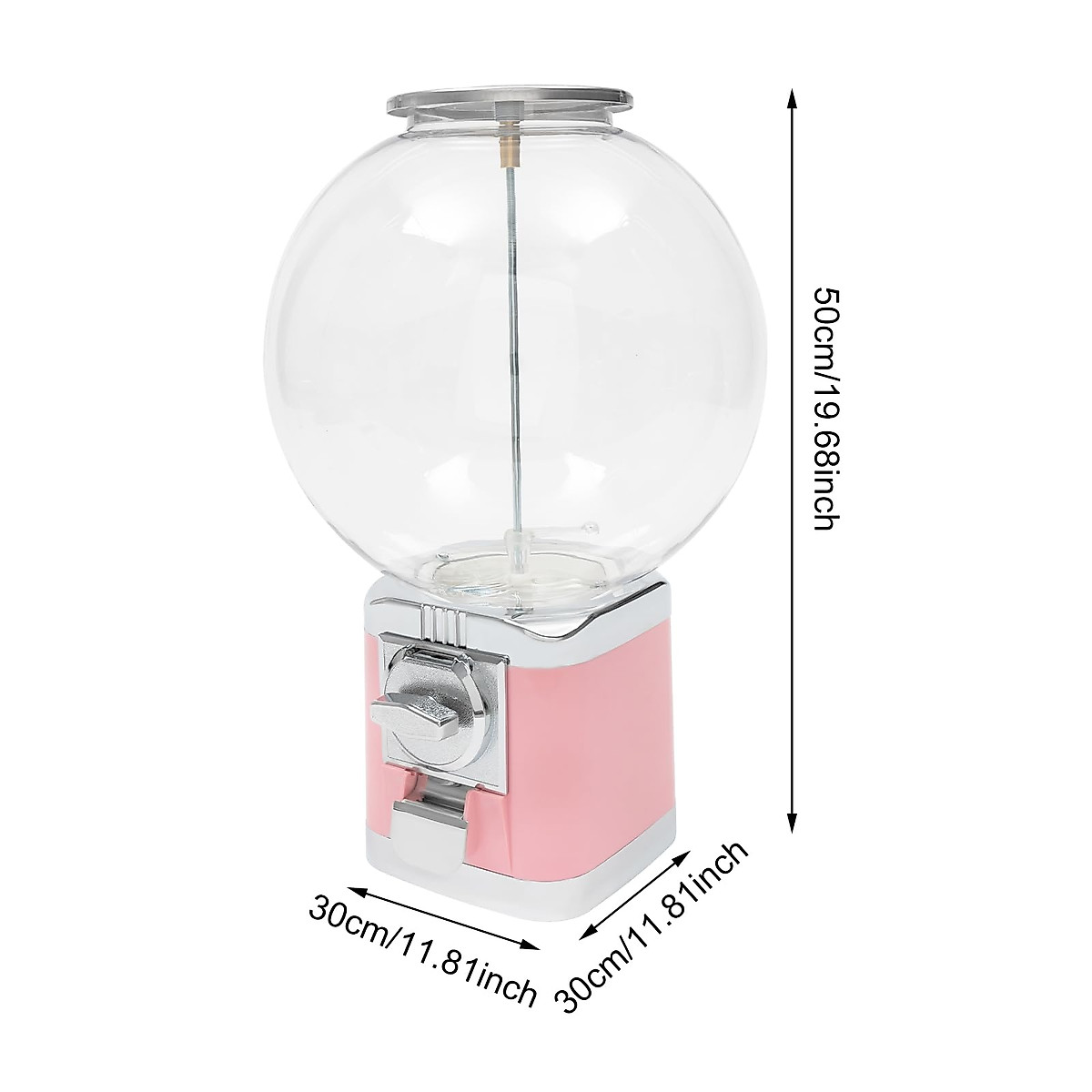 Coin Gumball Machine Toy Vending Machine,11 Inch Mini Vending Machine for Kids,Gumball Bank,Metal Candy Dispenser,Home Vending Machine,Vintage Gum Ball Machine(Pink)