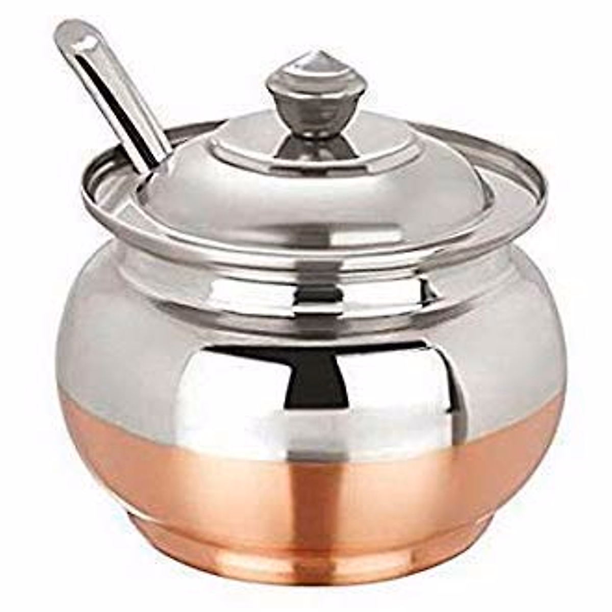Stainless Steel ghee/Oil Pot with Copper Bottom Base Kitchen Dining Steel Storage Pot Container With Lid And Spoon Steel Food Container