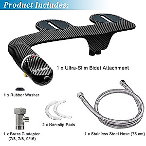 BIEAR Bidet Attachment For Toilet, Ultra-Slim Dual Nozzle Bidet Attachment Adjustable Water Pressure Non-Electric Fresh Cold Water Bidet Toilet Seat Attachment for Feminine and Posterior Wash