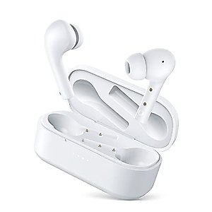 Wireless Earbuds, WENKEYTWS Bluetooth 5.1 Headphones with Wireless Charging Case, Noise Canceling Mics, 30H Playtime, IPX6 Water Resistance, Hi-Fi Stereo Earphones for iPhone and Android(White)