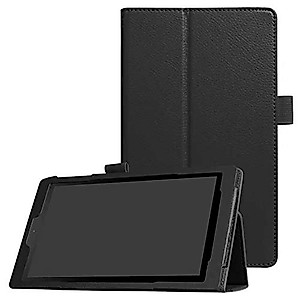 for Amazon Kindle Fire HD8 7th 8th Generation (2017/2018 Release Version) Tablet Cover,Ultra Slim Lightweight Folio Stand Leather Case for Kindle Fire HD 8 7th 8th Gen 8inch (Li-Black)