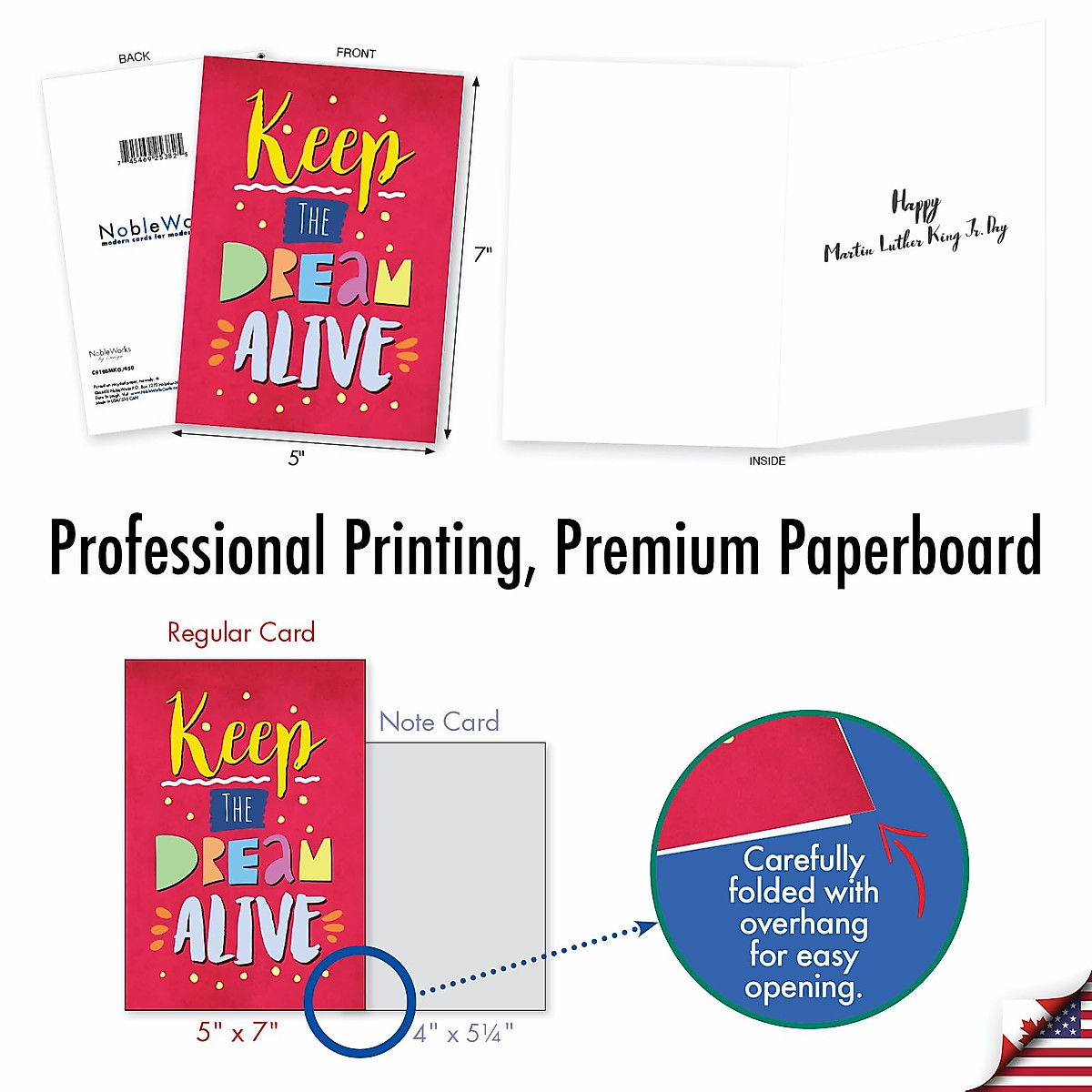 The Best Card Company - Stylish Martin Luther King Jr. Day Card - Bright Modern Federal Holiday, King's Birthday Celebration (1 Card) - Keep The Dream Alive C9198MKG