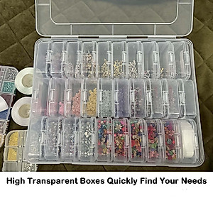 Beyoslf Small Bead Organizer Box, 30PCS Small Clear Plastic Bead Storage Containers Mini Transparent Box Bead Storage Case with Hinged Lid for Collecting Beads Jewelry Crafts Nail Small Items