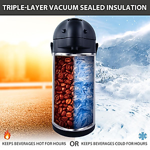Heritage66 Stainless Steel Thermal Coffee Carafe Airpot-Large Beverage Dispenser Triple Wall Thermos Vacuum insulated Keeping Hot Coffee for 10 hours tea water coffee (5Liter /170 OZ)