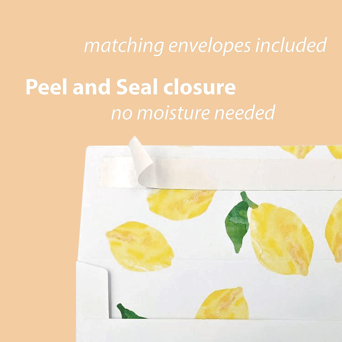 Gooji 4x6 Lemon Thank You Cards (Bulk 36-Pack) Matching Peel-and-Seal White Envelopes Assorted Set Birthday Party, Bridal Shower, Baby Shower, Weddings, Graduation Blank Notes