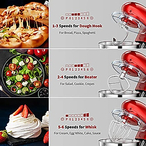 SASA ROCOO Stand Mixer, 7.5QT 660W 6+P Speed Tilt-Head Food Mixer, Kitchen Electric Mixer with Stainless Steel Bowl,Whisk,Dough Hook and Beater (black)