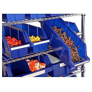 Heavy-Duty Steel Wire Shelving Storage Unit, 24-bin Rack with Wheels (Blue)