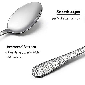 12-Piece Kids Toddler Spoon Set, HaWare Stainless Steel Preschooler Utensils Mini Flatware Set, Hammered Pattern(Adult Look) Cutlery, Dishwasher Safe