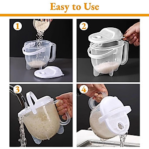 Rice Washer Strainer Bowl, Portable Rice Cleaner Strainer, Kitchen Colander with Handle for Rice, Beans, Grapes and Small Tomatoes