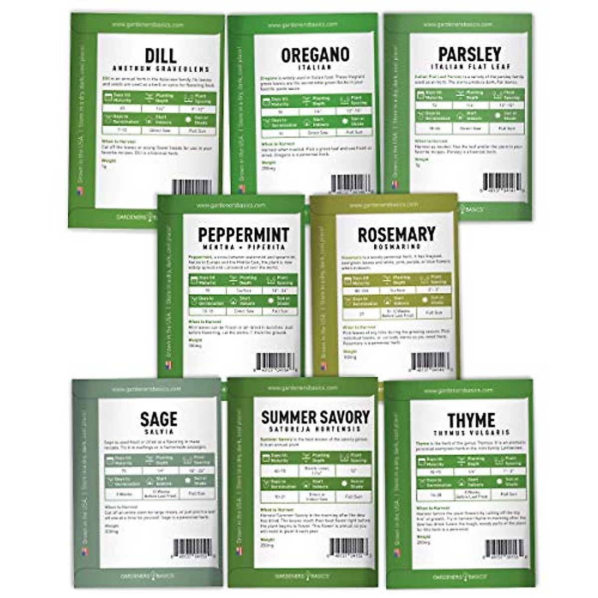 15 Herb Seeds For Planting Varieties Heirloom Non-GMO 5200+ Seeds Indoors, Hydroponics, Outdoors - Basil, Catnip, Chive, Cilantro, Oregano, Parsley, Peppermint, Rosemary and More By Gardeners Basics