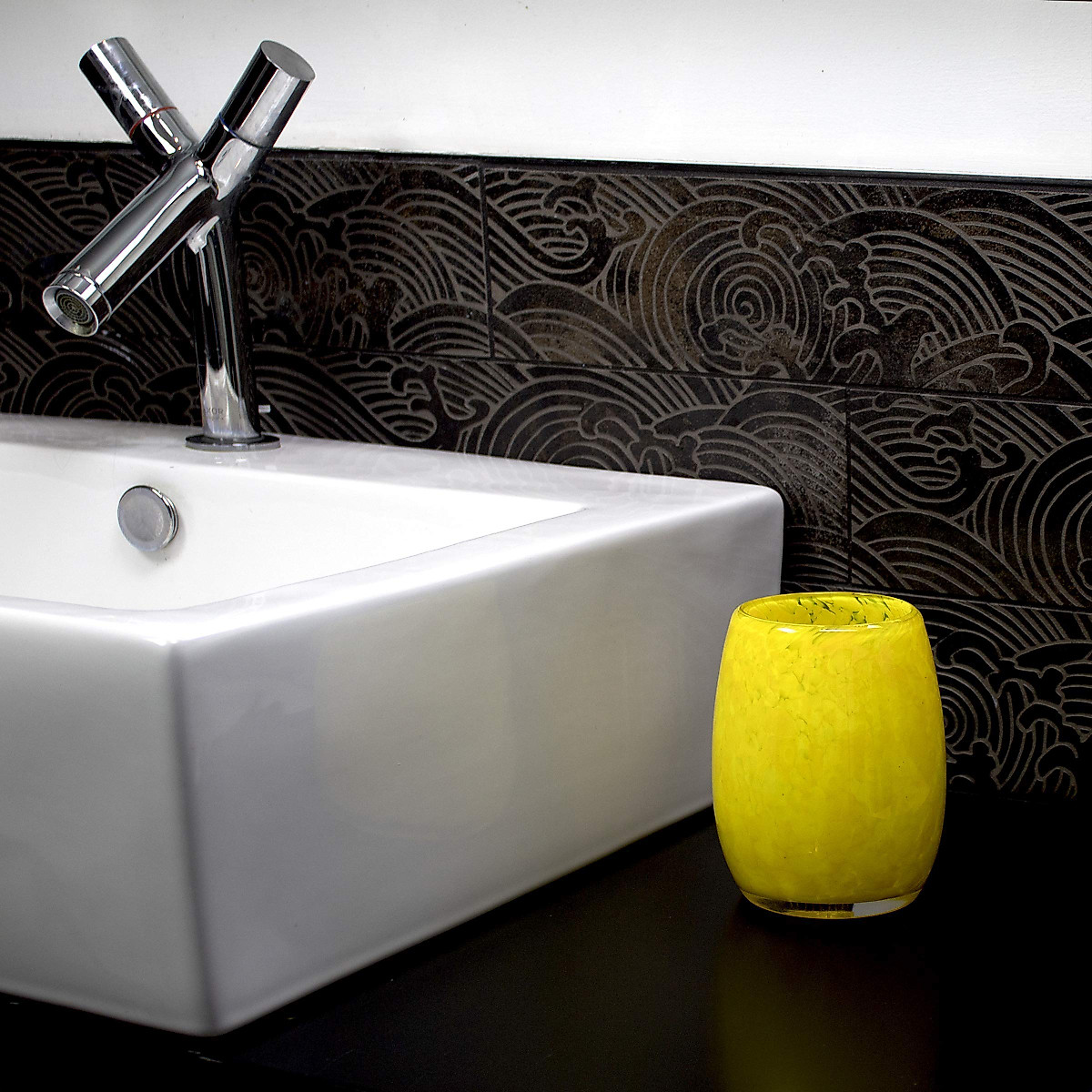 Totally Blown Glassworks Votive Candle Holder, Tea-light, Handmade Blown Glass, Accent Vase, Centerpiece, Home Decor, Artist Dehanna Jones, Seattle, WA. (Yellow Tequila Sunrise)