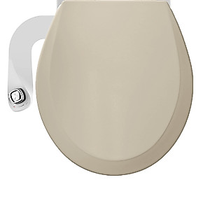 Bio Bidet by Bemis 500EC Toilet Seat with Perfect Fit, Fresh Water Spray, Non-Electric, Easy to Install Bidet, ROUND, Almond