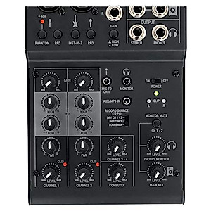Rockville RockMix 4 Channel Mic/Instrument Pro Recording Mixer+USB Interface/EQ
