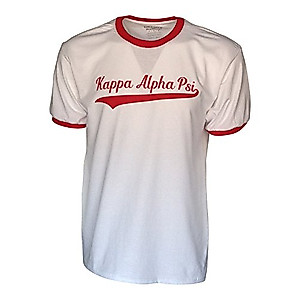 Mega Greek Mens Kappa Alpha Psi Tail Ringer T-Shirt (Large) White