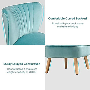 Giantex Velvet Accent Chair, Upholstered Modern Sofa Chair w/Wood Legs, Thickly Padded, Small Armless Wingback Club Chairs for Living Room Bedroom Furniture