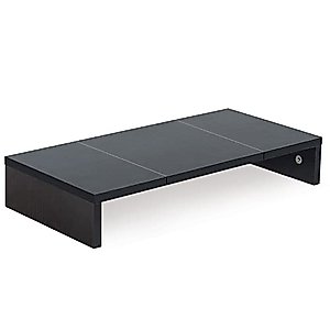 TEAMIX 20 inch Monitor Stand Riser, Wood Monitor Stand for Desk, TV/Screen/PC/Printer/Laptop Riser, Computer Stand with Keyboard Organizer, Black Desktop Stand, Monitor Riser (Black, 20 inch)