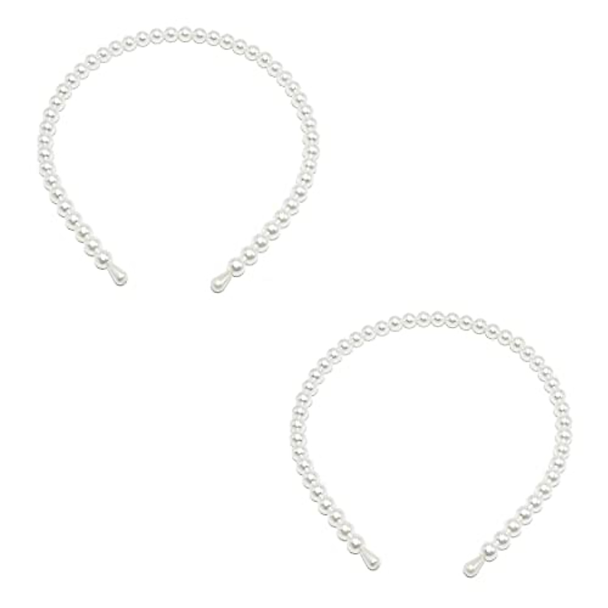 Ruwado 2 Pcs Pearl Headband with Faux Peal Vintage Headpiece Cute Hair Loop Accessories for Women Girls Wedding Gathering Casual Parties Bridal Supplies (Pearl - 8 mm)