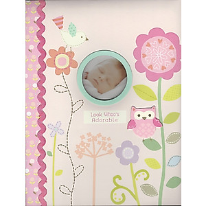 Baby's First Memory Book "Look Whoo's Adorable" Pink W/flowers, Owls, & Bird