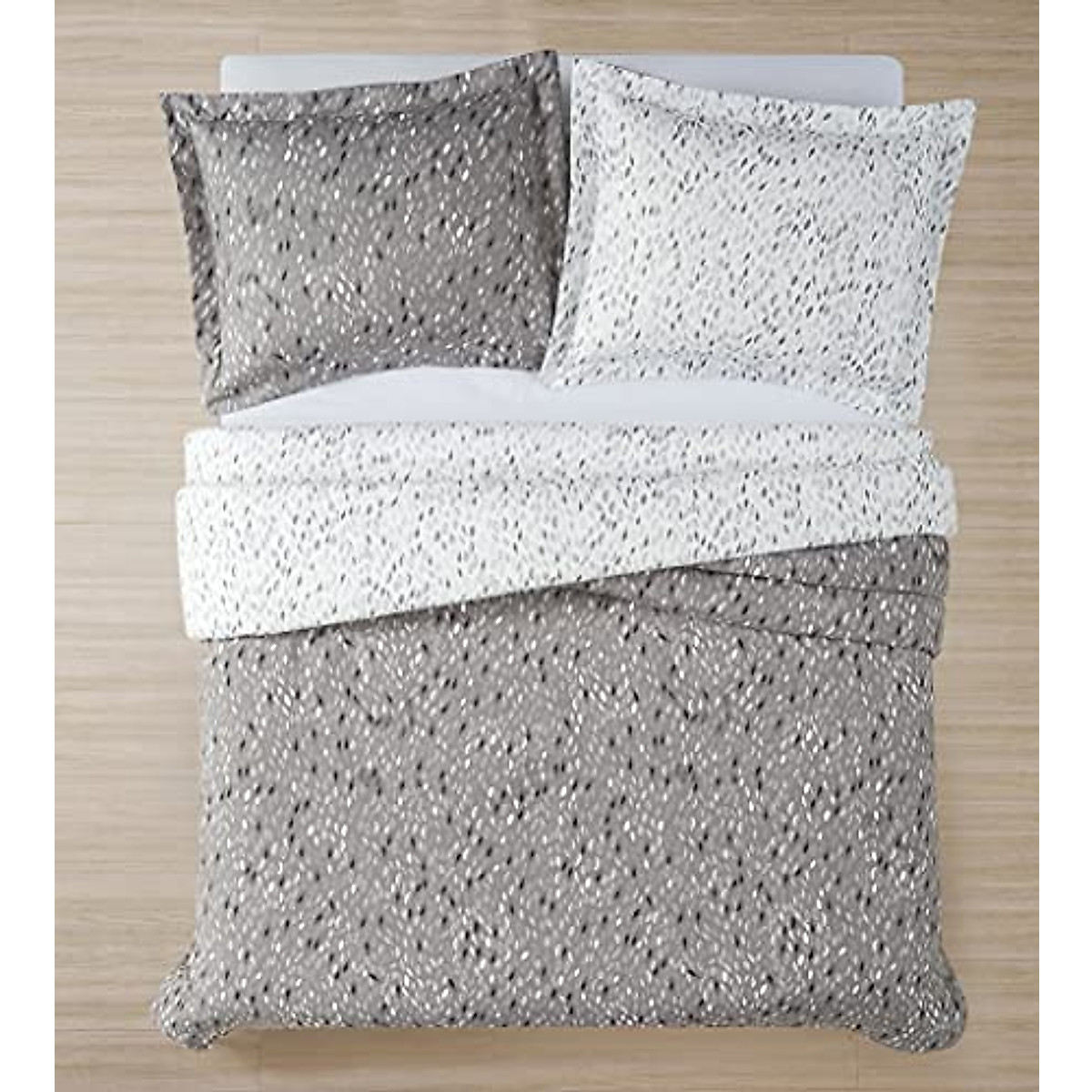 Botanical Leaves Collection - Premium Quality, Soft, Wrinkle, Fade, & Stain Resistant, Easy Care, Oversized Duvet Cover Set, King/California King, Grey