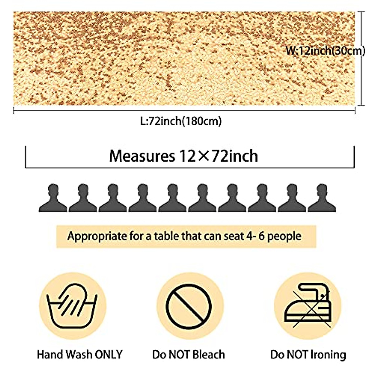 12 Packs 12 X 72 Inch Sequin Table Runner Glitter Dining Table Runner for Birthday Wedding Engagement Bridal Baby Shower Bachelorette Holiday Celebration Party Supplies Decorations (Champagne Gold)