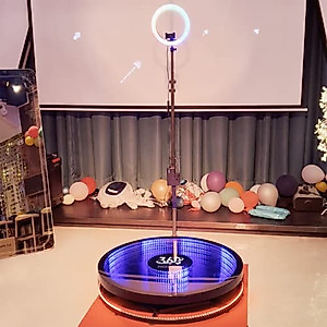 Dowshata 360 Photo Booth Machine with Money Gun Red Carpet GlovesAutomatic Spin Camera Video Booth with Ring Light Selfie Holder for Weddings Christmas Rental (39.4'' Glass + Flight Case)