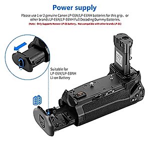 Neewer Vertical Battery Grip with 2.4G Wireless Remote Control ，Compatible with Canon EOS R Mirrorless Digital Camera，Replacement for BG-E22，Works with LP-E6N/LP-E6NH Battery (Battery Not Included)