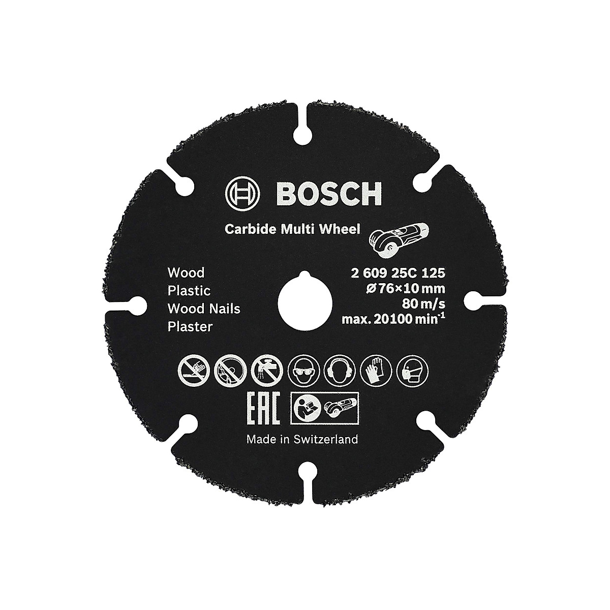 Bosch Professional 260925C125 Tungsten Carbide Multi Wheel Cutting Disc (for Wood, Plastic, plasterboard, Copper Pipe, Ø 76 mm, bore Ø 10 mm, Angle Grinder Accessories)