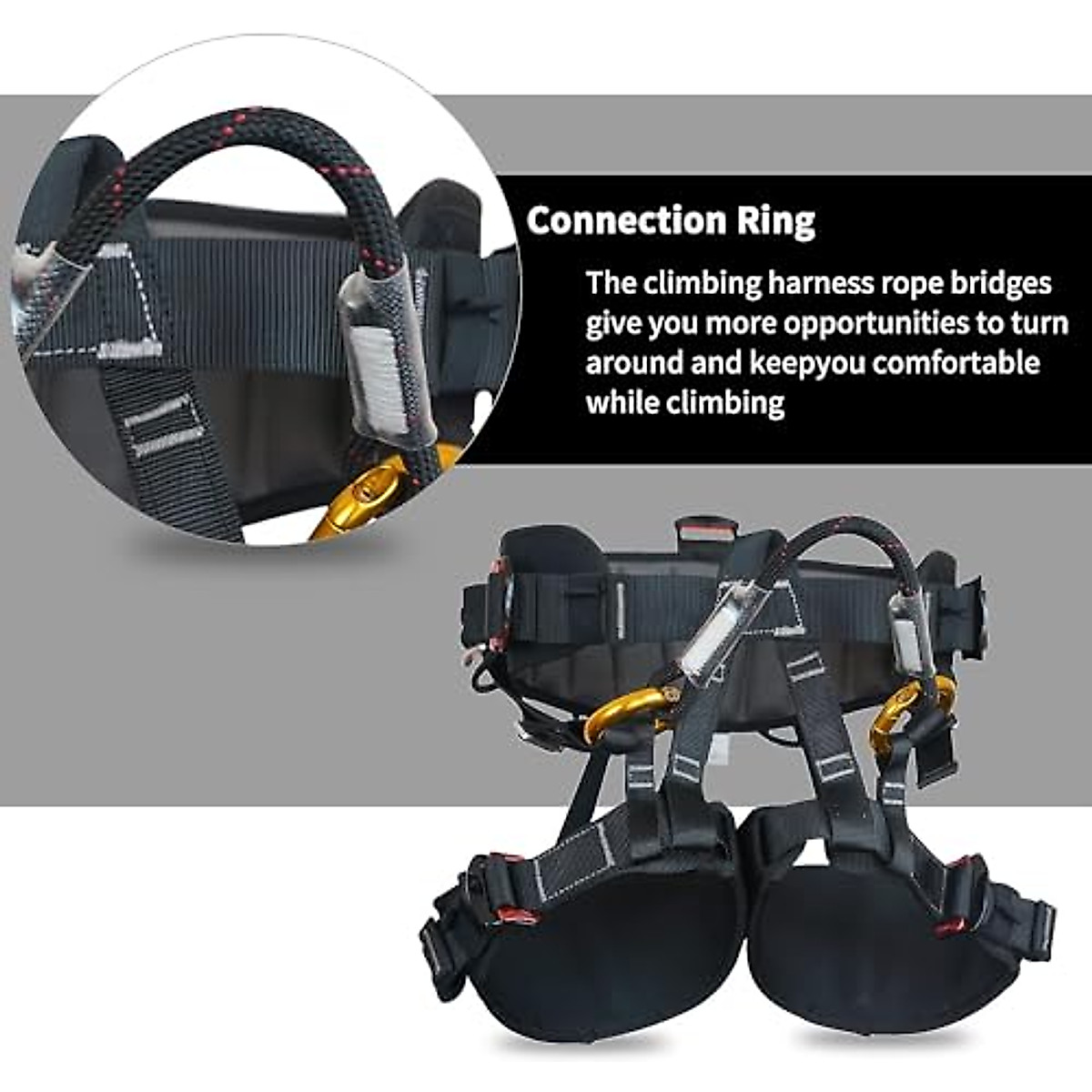 SOB Climbing Harness, Half Body Tree Climbing Harness Men,Thicken Widen Protect Waist Safety Harness for Arborist Harness,Working Rescuing at Height Safety Belt Harness