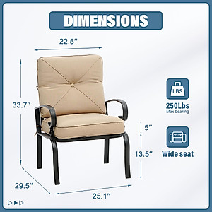 Patiomore 2 Pcs Patio Dining Chairs Bistro Set Wrought Iron Outdoor Furniture Set, All-Weather Garden Seating Chair with Brown Cushions