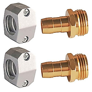 Hourleey Garden Hose Repair Fittings, Zinc and Aluminum Male Hose End Water Hose Repair Connector, 2 Pack