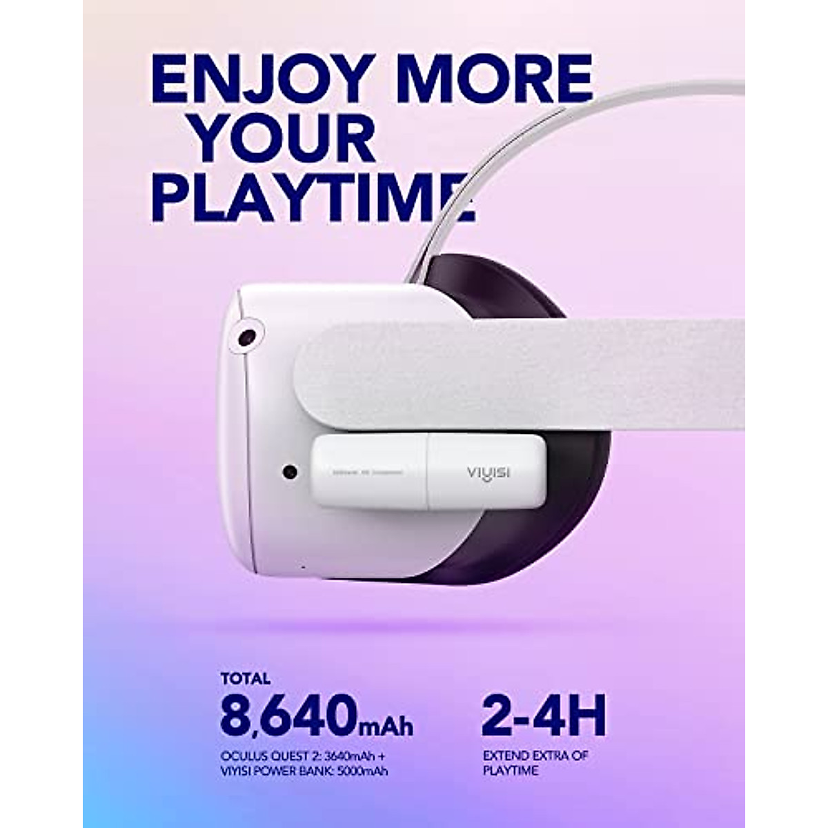 VIYISI Battery Pack for Oculus Quest 2, 5000mAh Small Portable Charger for Meta Quest 2 Accessories, Power Bank Compatible with Quest Pro and PICO 4 and VR Headset, Extend Extra 2-4 Hours Playtime