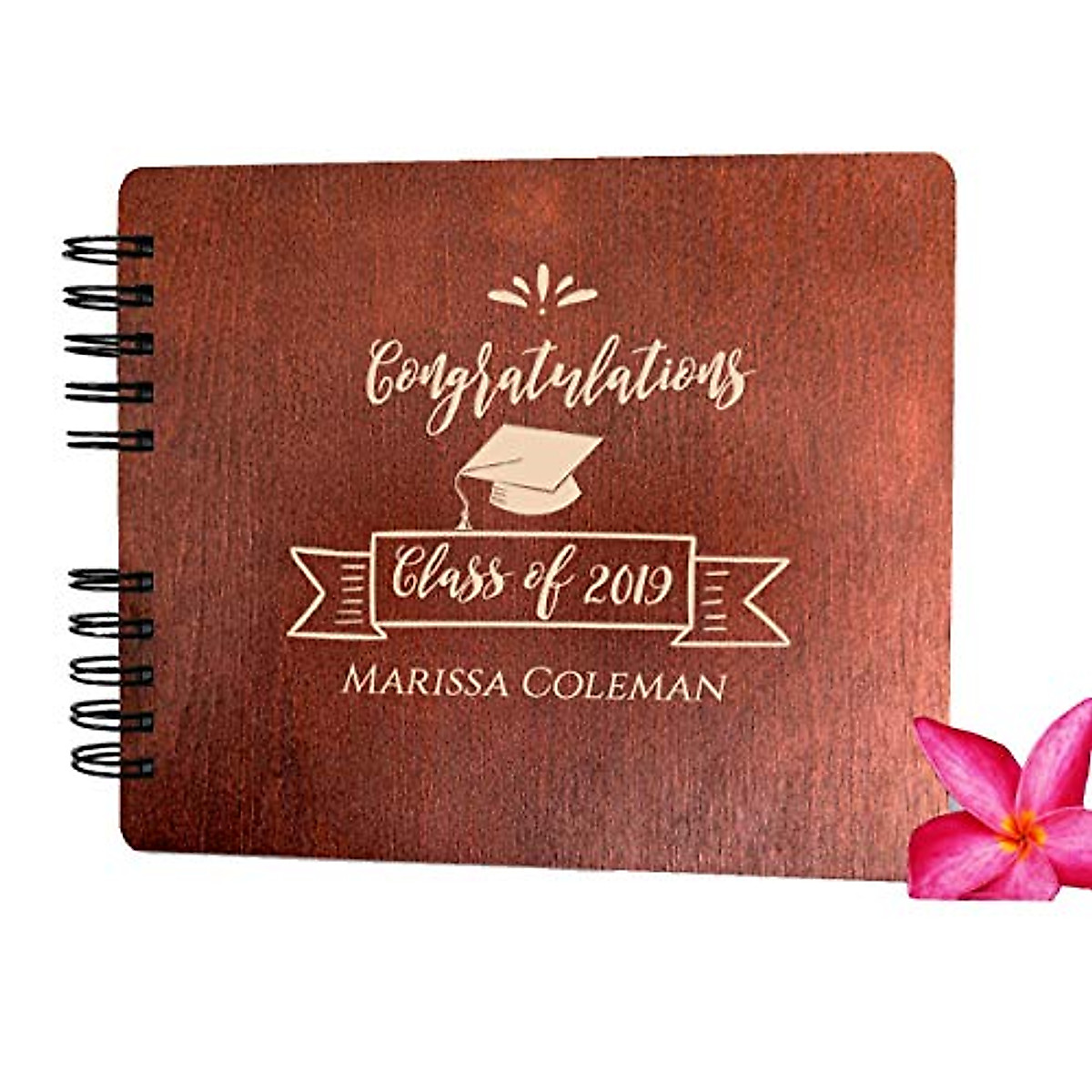 Graduation Wood Guest Book MADE IN USA (CUSTOMIZE PERSONALIZE Wood Engraving) Rustic Grad Gifts Photo Album Party Supplies Decorations Instant Photo Guest Book Congratulation Class of