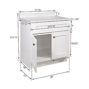 Design House Bath Shaker 2-Door Bathroom Vanity 4 in. Centerset Solid White Camilla Cultured Marble Top