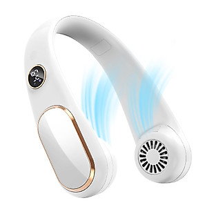 Koonie Neck Fan Rechargeable 5 Speeds, Portable Personal Fan, Hands Free Bladeless Fan, Battery Operated Wearable Fan Adjustable, Screen Design, 4-12 Hours, Cooling Fan For Travel, Outdoor, Indoor