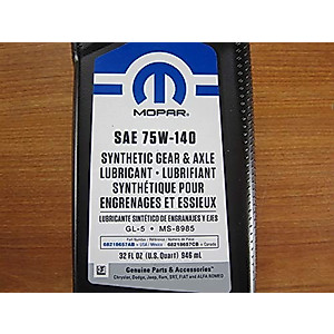 Mopar Two Quarts SAE 75W-140 Synthetic Gear & Axle Lubricant New OEM