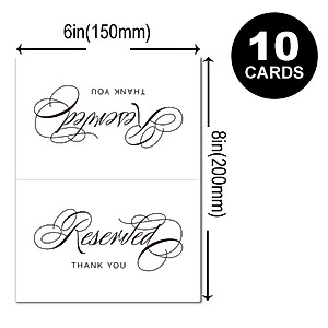 Reserved Signs for Weddings, Parties, Receptions, Restaurant and Celebrations, Reserved Signs for Tables, Reserved Signs for Wedding Chairs, 10 Pack,Thank You 4 x 6 Inches.
