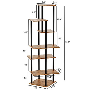 JEPRECO 53" Tall Plant Stand Indoor, 7-Tier Modern Plant Shelf, Corner Flower Pot Holder Organizer for Living Room Balcony Patio Garden, Rustic Brown