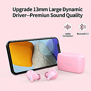 KOSETON E10 True Wireless Earbuds, Mini Pink – Wireless in-Ear Headphones with Charging Case for HD Calls & Music – Bluetooth Earbuds with Superior Sound & Premium Comfort