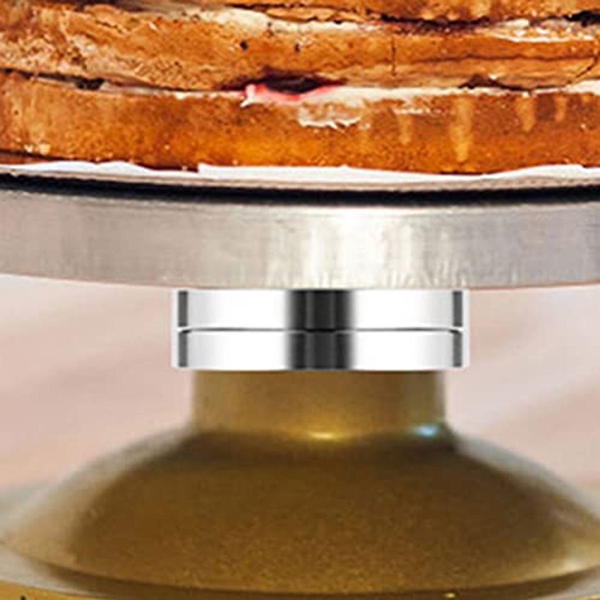 DOITOOL 3pcs Turntable Shaft Tabletop Accessories Cake Turntable Cake Stand Glass Round End Table Glass Tops Adapter for Glass Table to Rotate Non-Slip Mat Desktop Aluminum Alloy