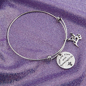 ENSIANTH Now She Flies with Hummingbirds Brcelet Hummingbird Memorial Jewelry Sympathy Gift for Her (Hummingbirds Bracelet)