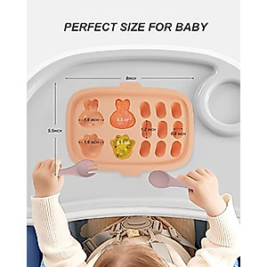 2 Pack Silicone Baby Food Storage Tray with Lid, Perfect Baby Food Containers for Homemade Baby Food, Vegetable & Fruit Purees, and Breast Milk, Food Grade Silicone