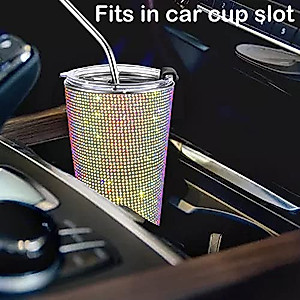 Bling Diamond Straw Cup,17oz Stainless Steel Thermal Bottle,Vacuum Double Wall Insulated Cup Glitter Water Bottle,Bling Cup, Leak-Proof Insulated Coffee Cup for Gym Fitness Travel Office Use (multi)