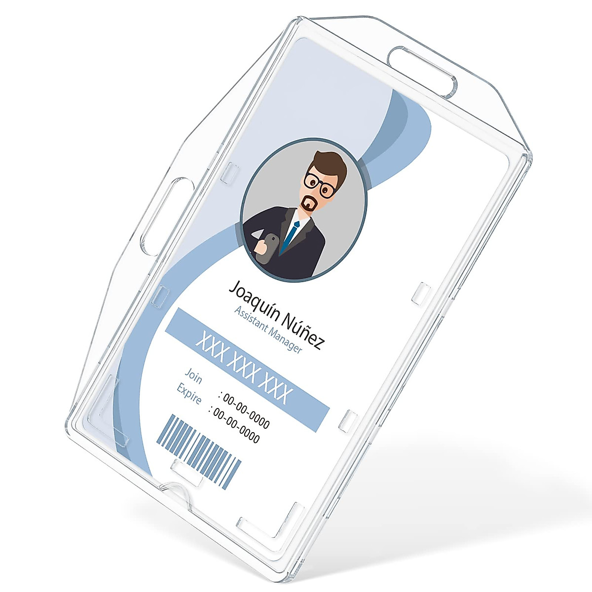 Pawfly 5 Pack Vertical and Horizontal 1-Card Badge Holder with Thumb Slot Single Card Hard Transparent PC Case Protector for Office School ID Credit Card Driver’s License and Pass